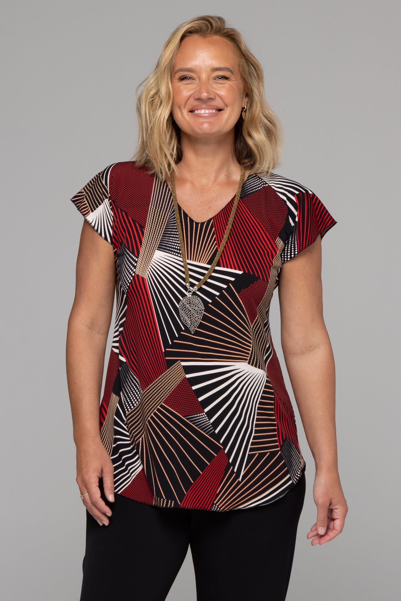 Merlot Print Short Sleeve Jersey Top – I Love My Life