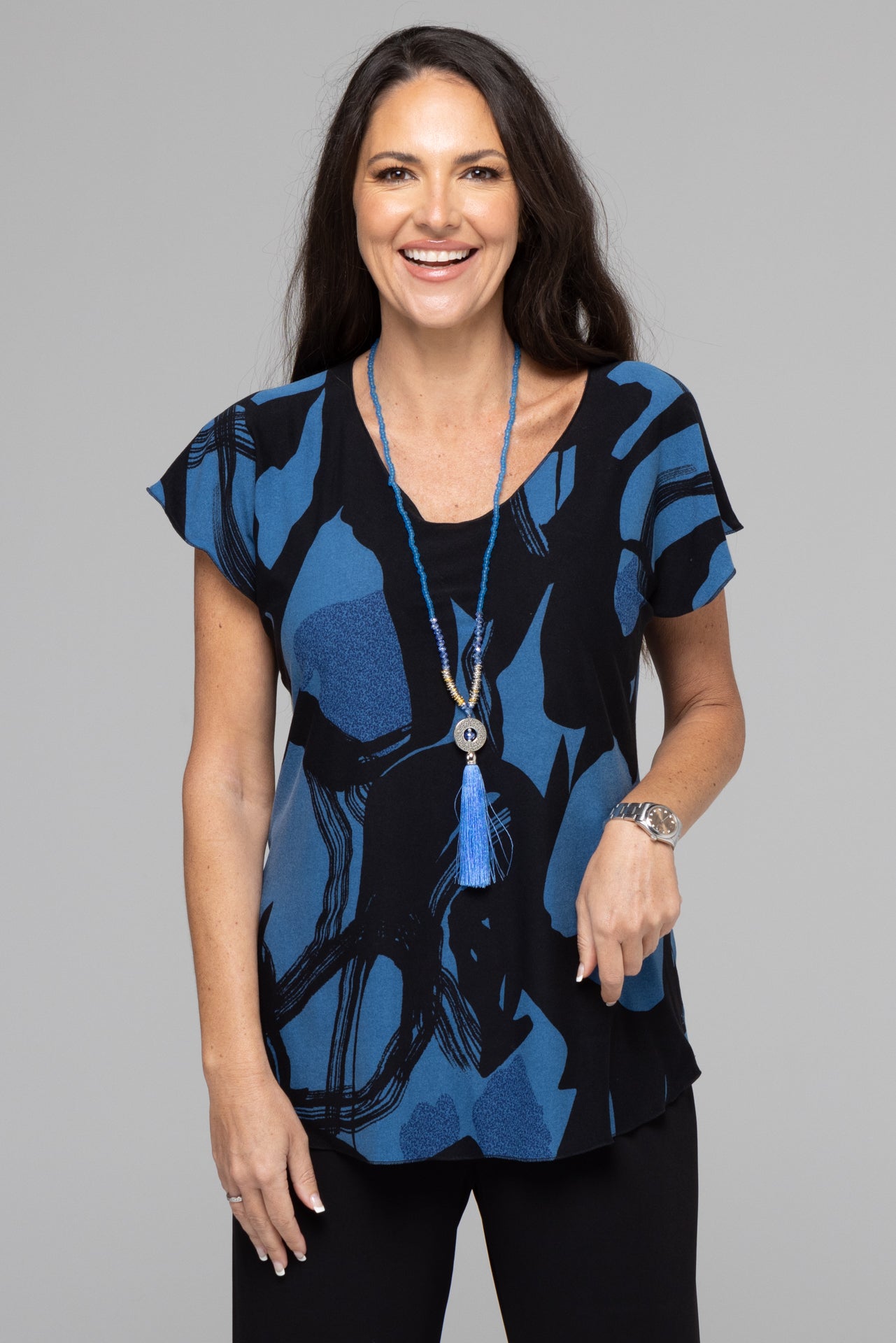 Sea Print Short Sleeve Jersey Top – I Love My Life
