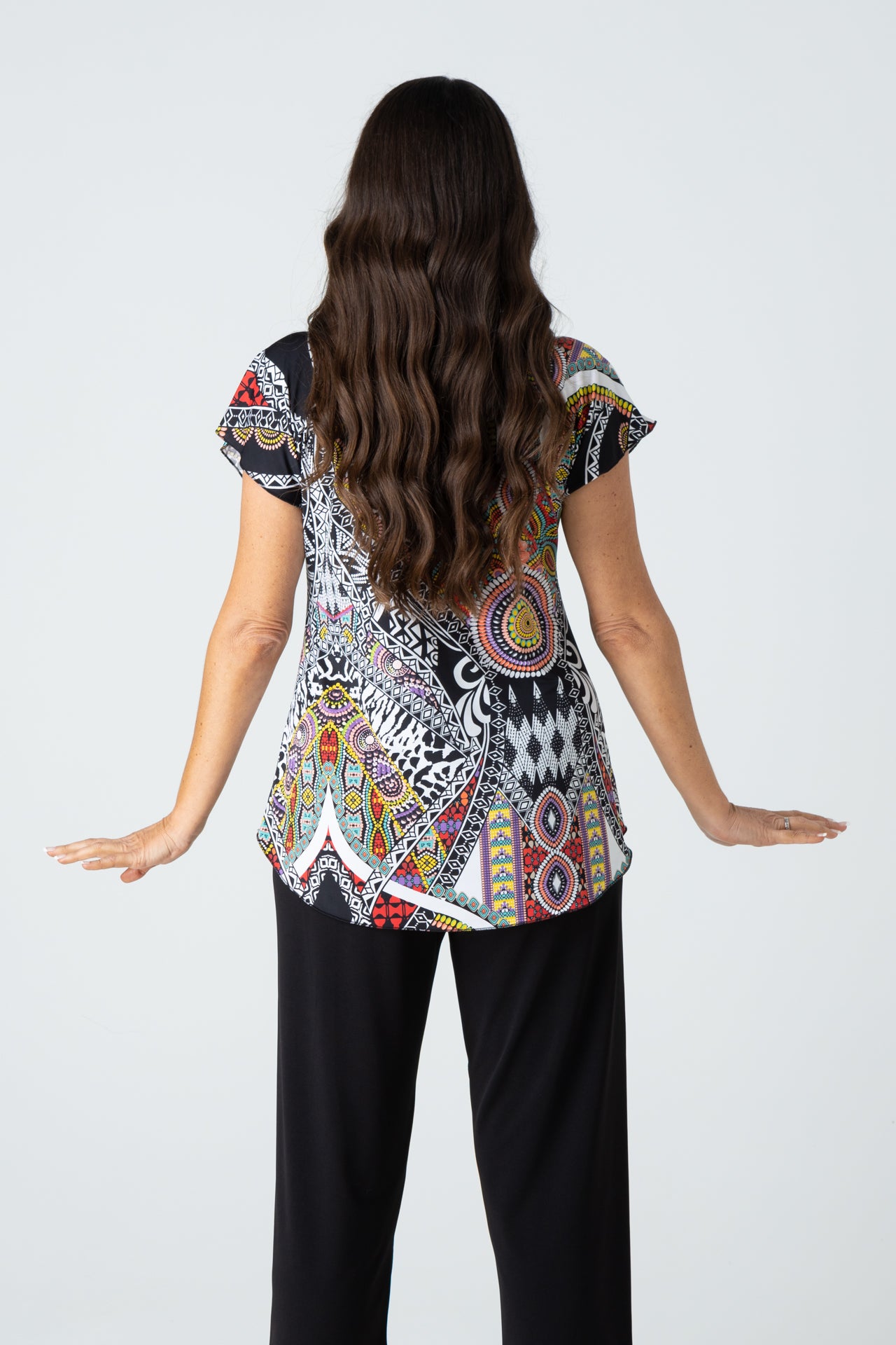 Aztec Print Short Sleeve Jersey Top – I Love My Life