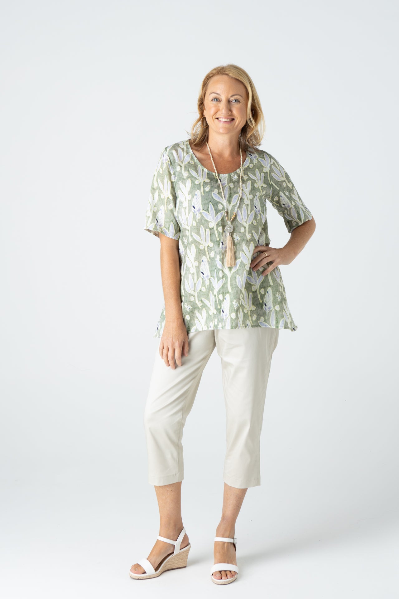 Cactus Short Sleeve Linen/Silk Swing Shirt – I Love My Life
