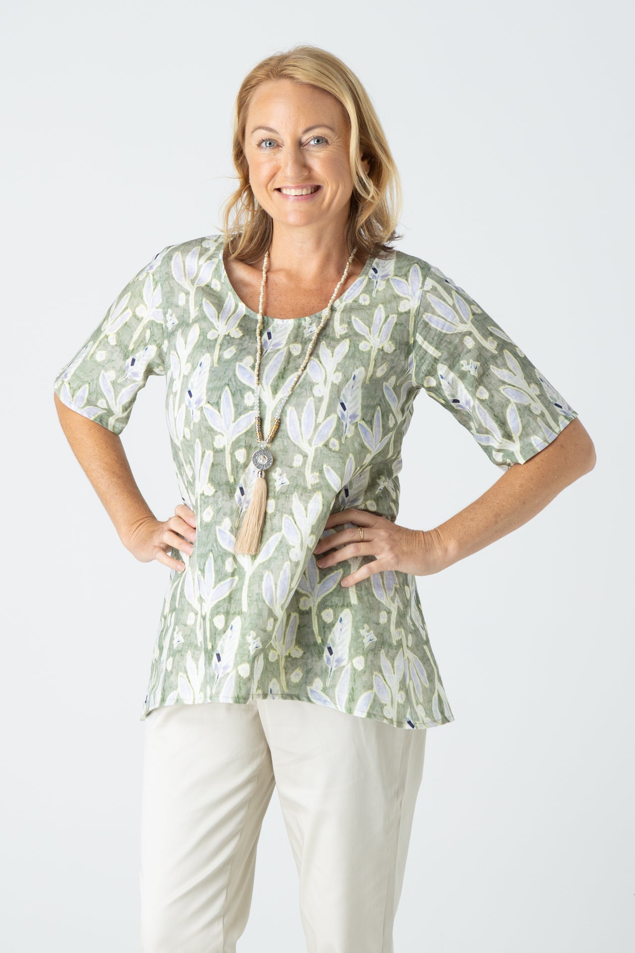 Cactus Short Sleeve Linen/Silk Swing Shirt – I Love My Life