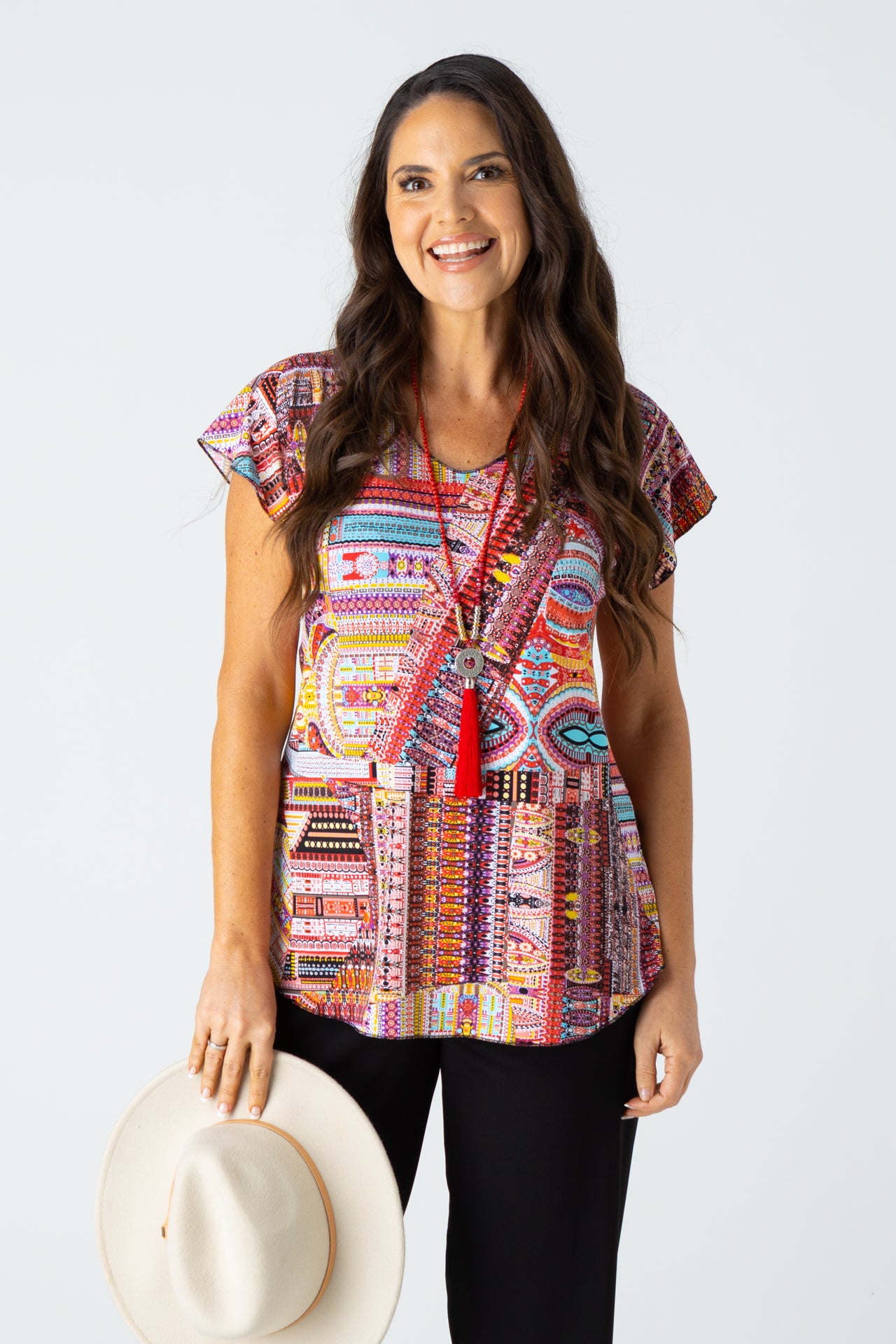 Patchwork Print Short Sleeve Jersey Top – I Love My Life