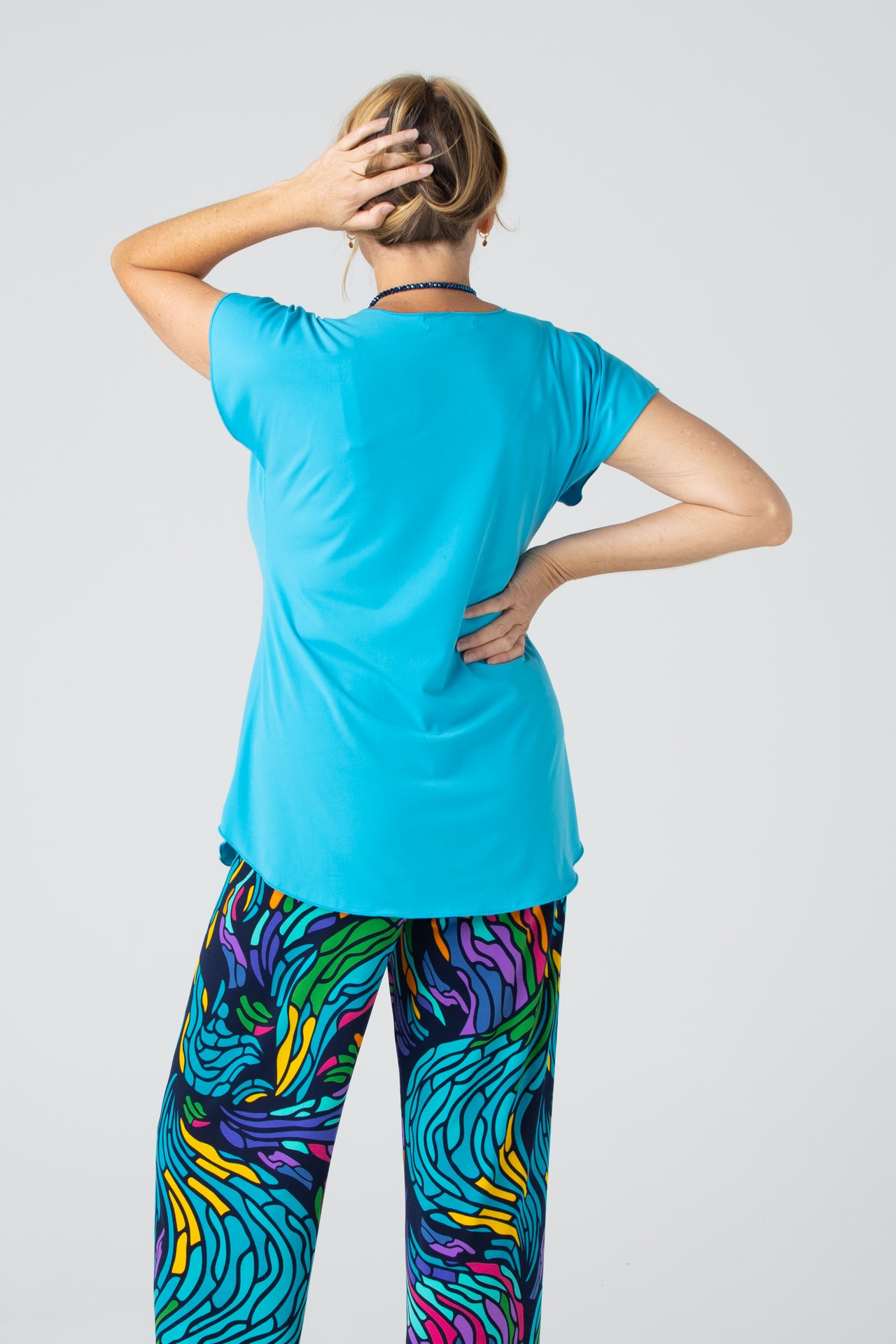 Turquoise Microfibre Jersey Short Sleeve Top – I Love My Life
